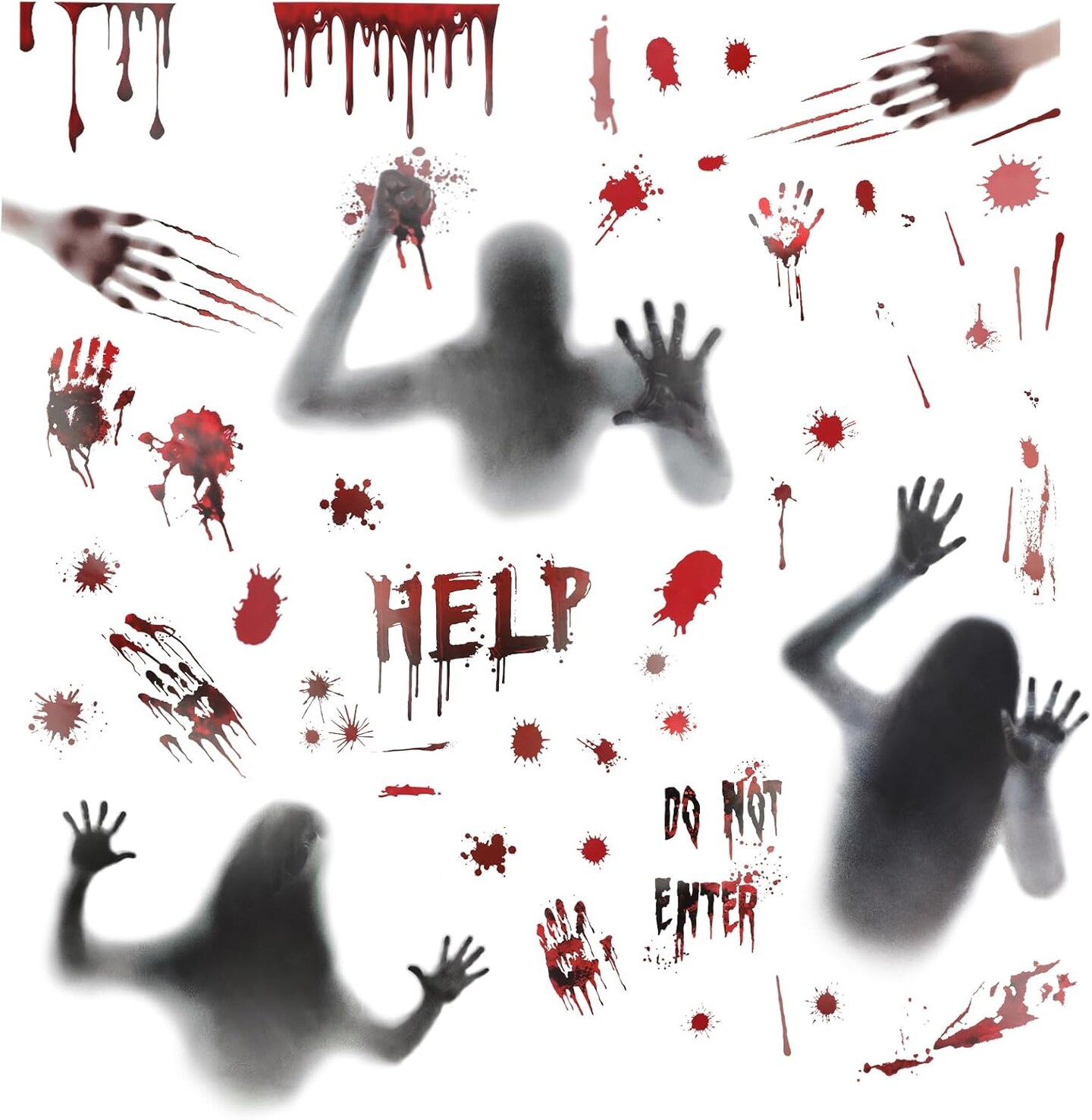 Bloody Window Clings Electrostatic Stickers Halloween Window Decals ...
