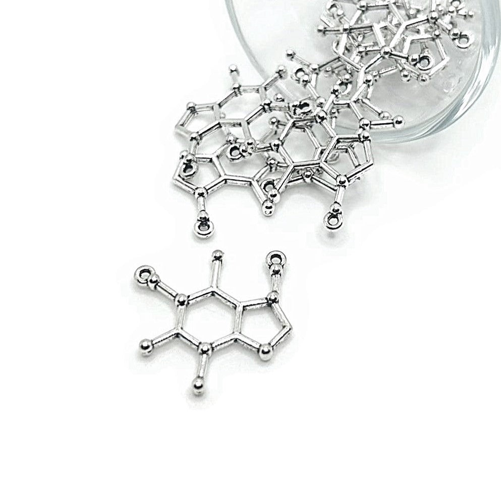 Silver Caffeine Molecule Connector Charms, 24x26mm | Michaels