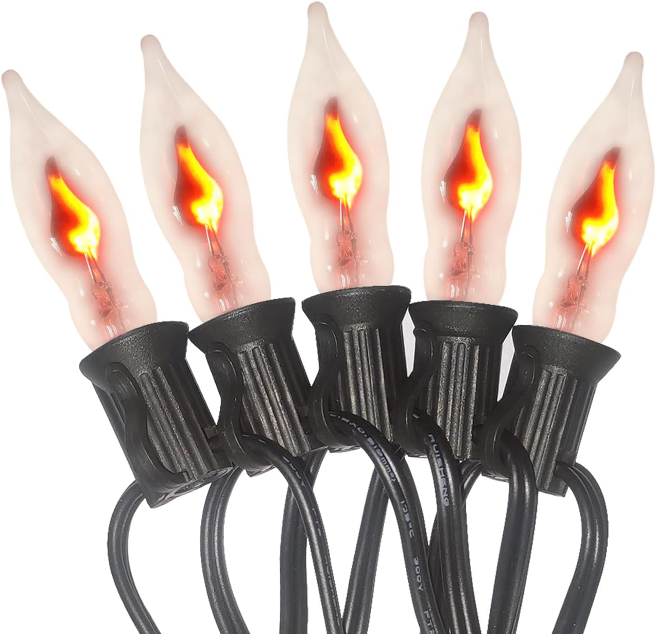 Flickering Flame Christmas Lights – 10 ft Vintage Plug-In String Light ...