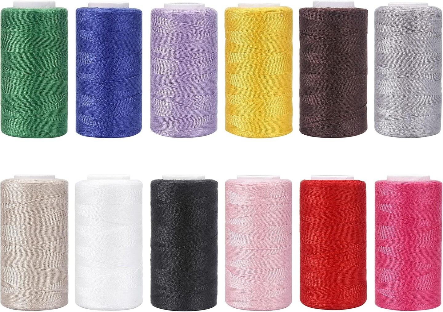 12 Color Set of Polyester All-Purpose Sewing Threads Prewound Bobbin ...