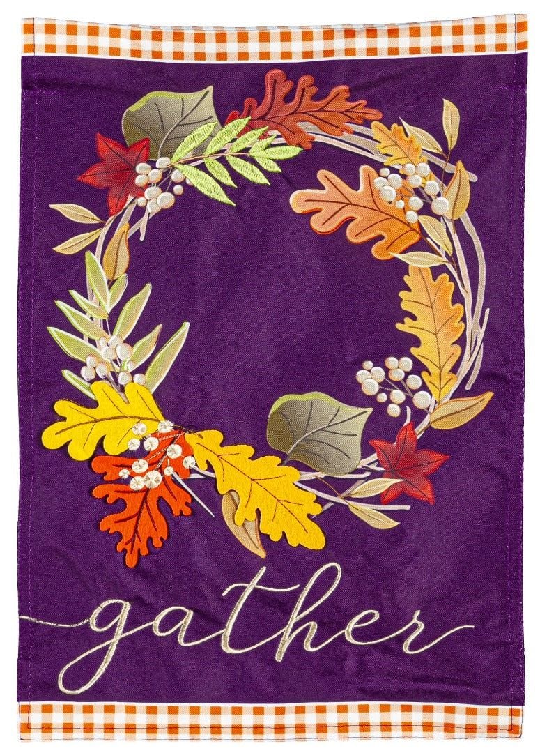 Gather Fall Leaves Wreath Garden Flag 2 Sided Decorative | Michaels