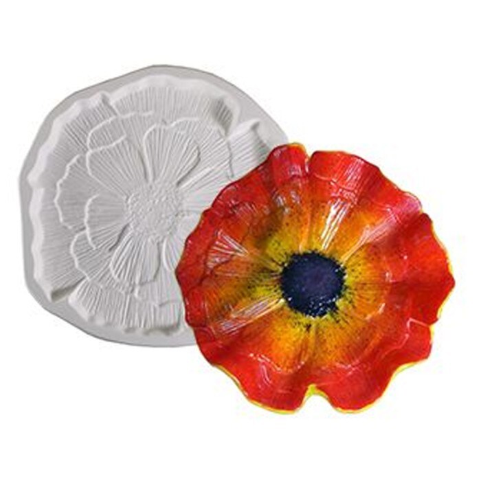 Round 10” Deep 1.75"Patty Gray Flower Frit Casting Mold Glass Fusing ...