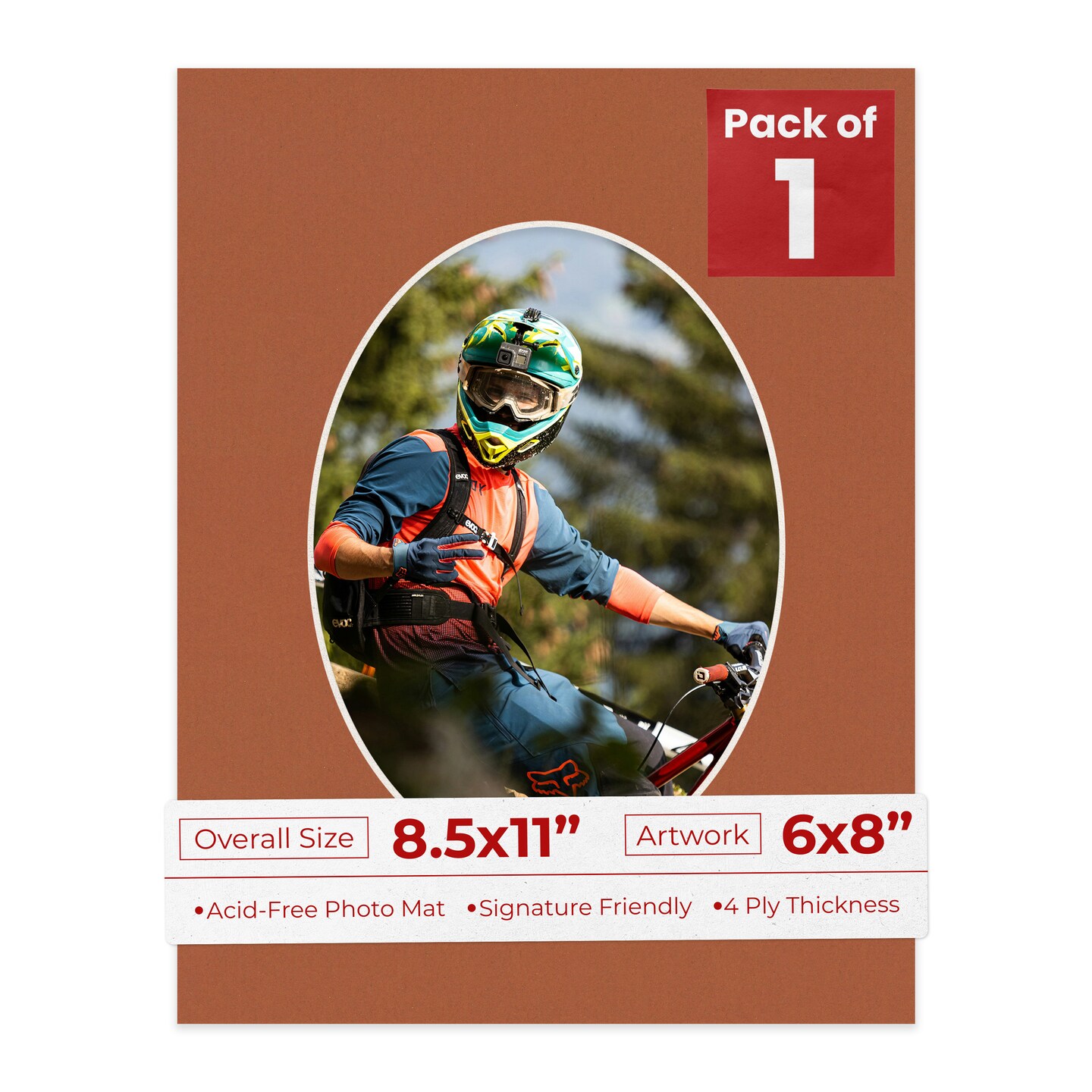 Terra-cotta Red Mat Board for 8.5x11 Frames - Oval Opening for 6x8 ...
