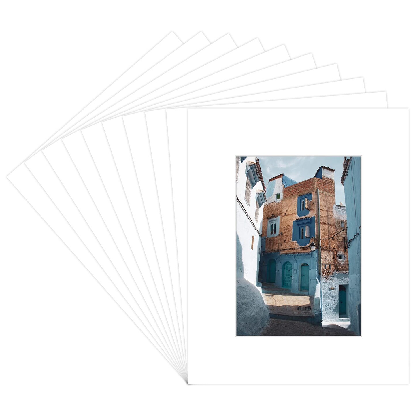 Golden State Art Pack of 50, Acid-Free White Pre-Cut 8x10 Picture Mat ...