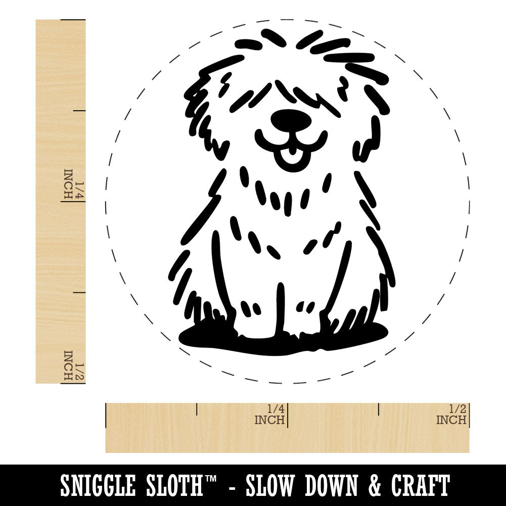 Shaggy Dog Sheepdog Sketch Fluffy Hairy Pet Self-Inking Rubber Stamp ...