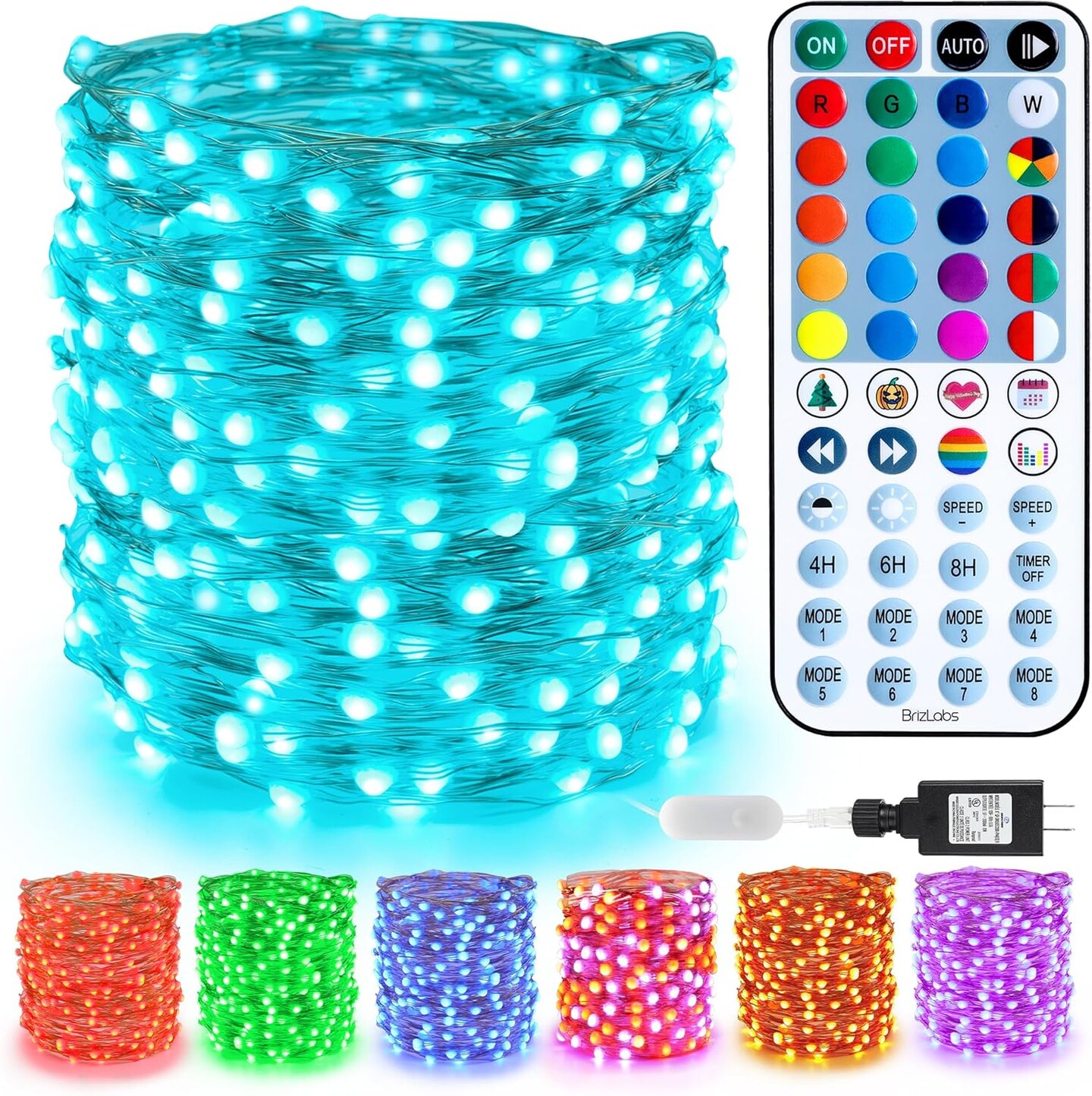 66FT 200 LED Color Changing Fairy Lights with Remote, RGB Rainbow ...