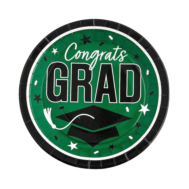 9" Graduation Party Congrats Grad Round Paper Dinner Plates 25 Ct ...