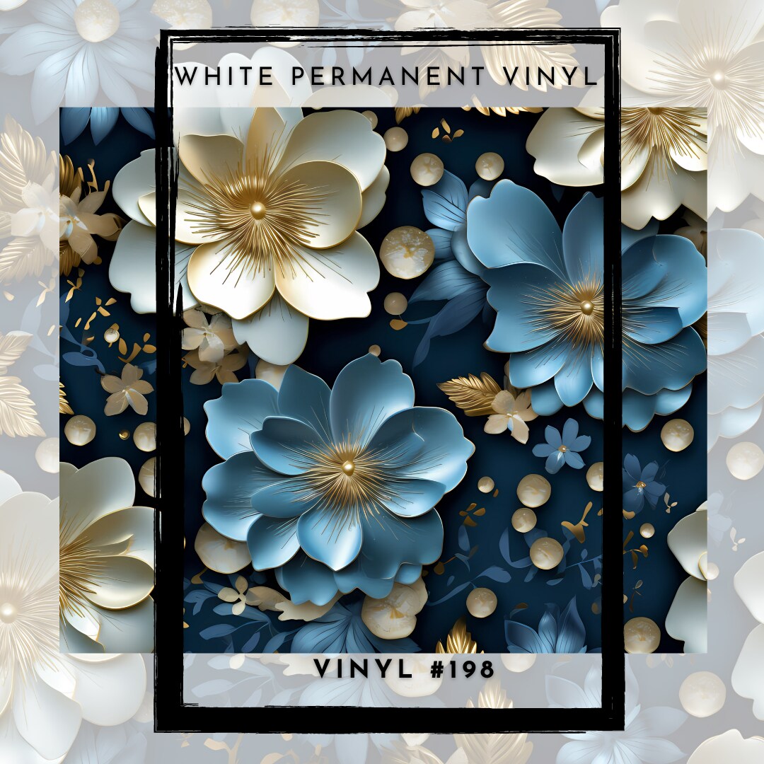 #198 3D Flowers Gold Navy 12x12 Pattern Vinyl | Michaels