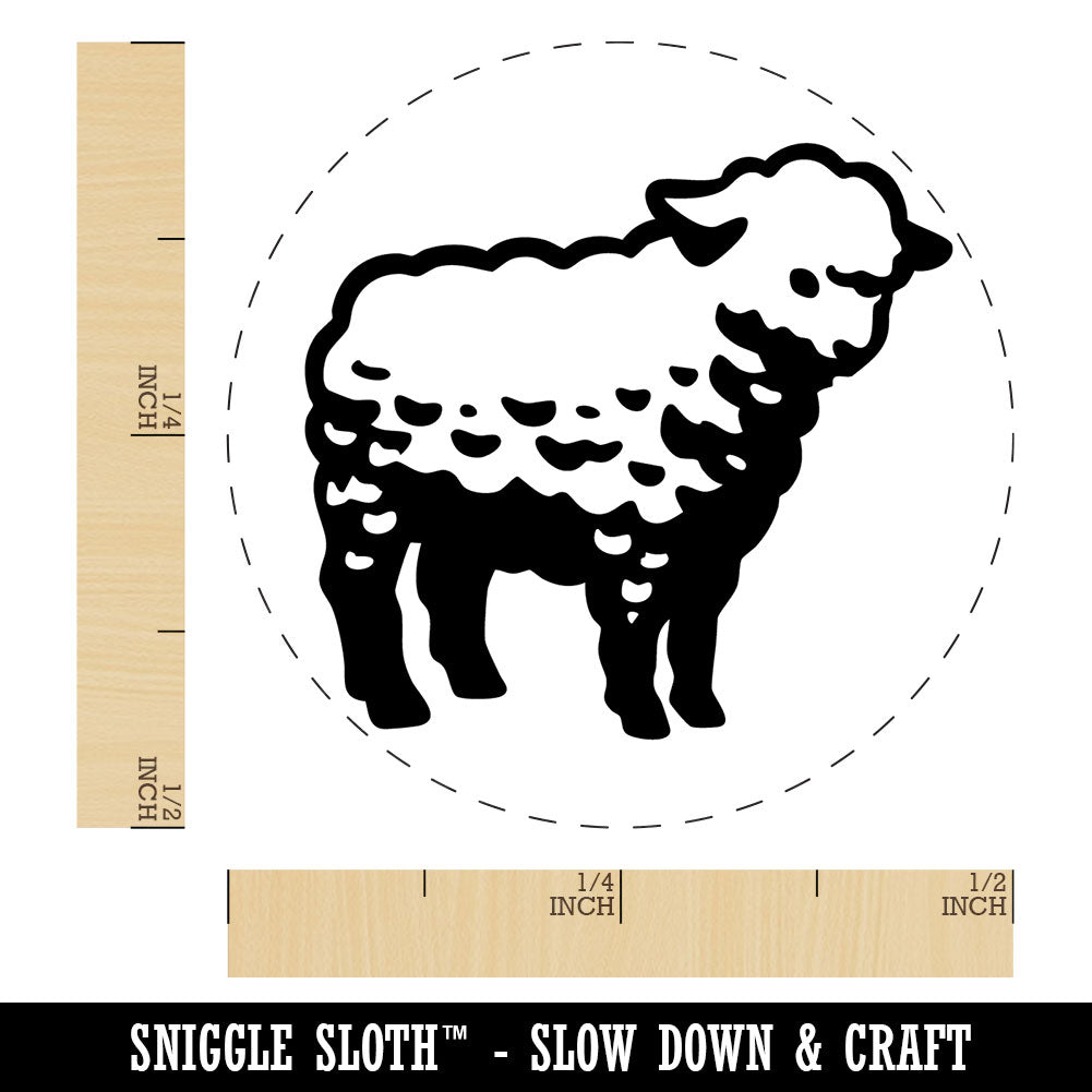 Realistic Fluffy Lamb Sheep Standing Self-Inking Rubber Stamp Crafting ...