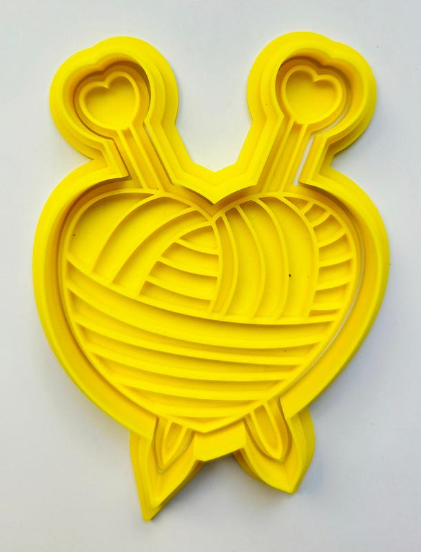 Knitting Needle Heart Knit Yarn Cookie Cutter and Stamp Set Dough ...