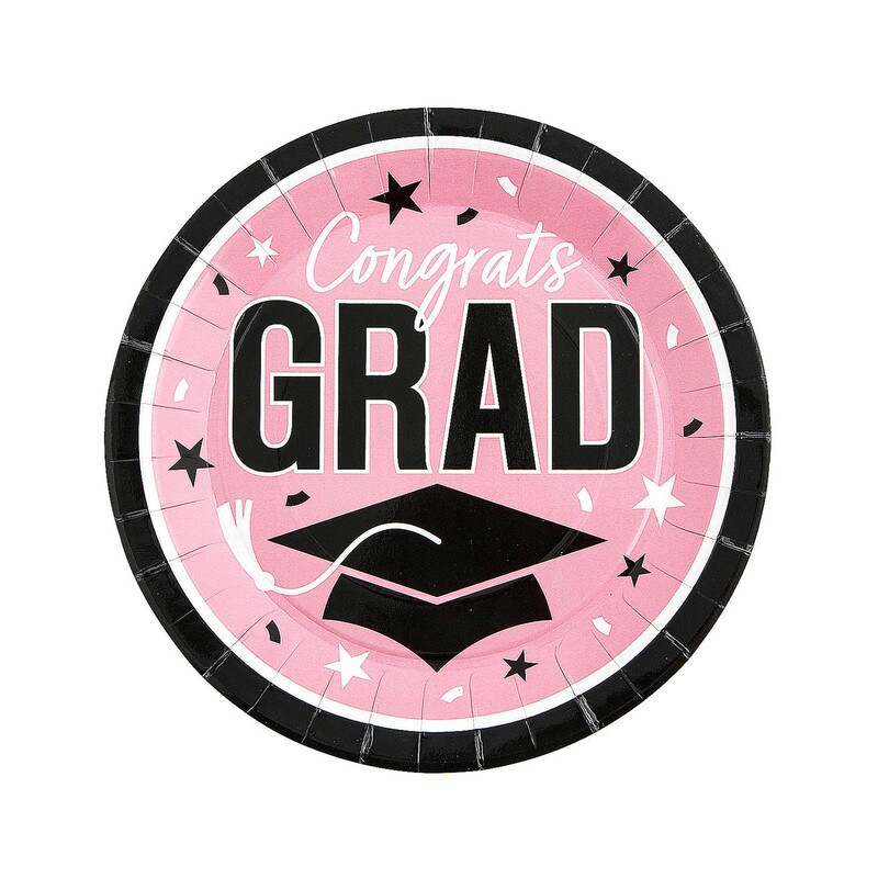 Congrats Grad Round Paper Dinner Plates 9 Inch 25 Count Graduation ...