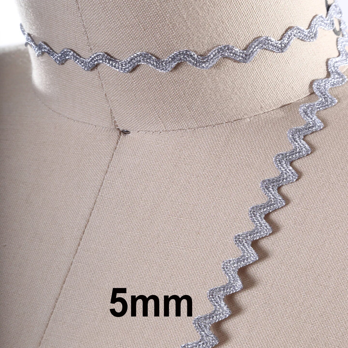 2 Yards 5mm Metallic Silver Ric Rac Trim – Small Zig Zag Ribbon for ...