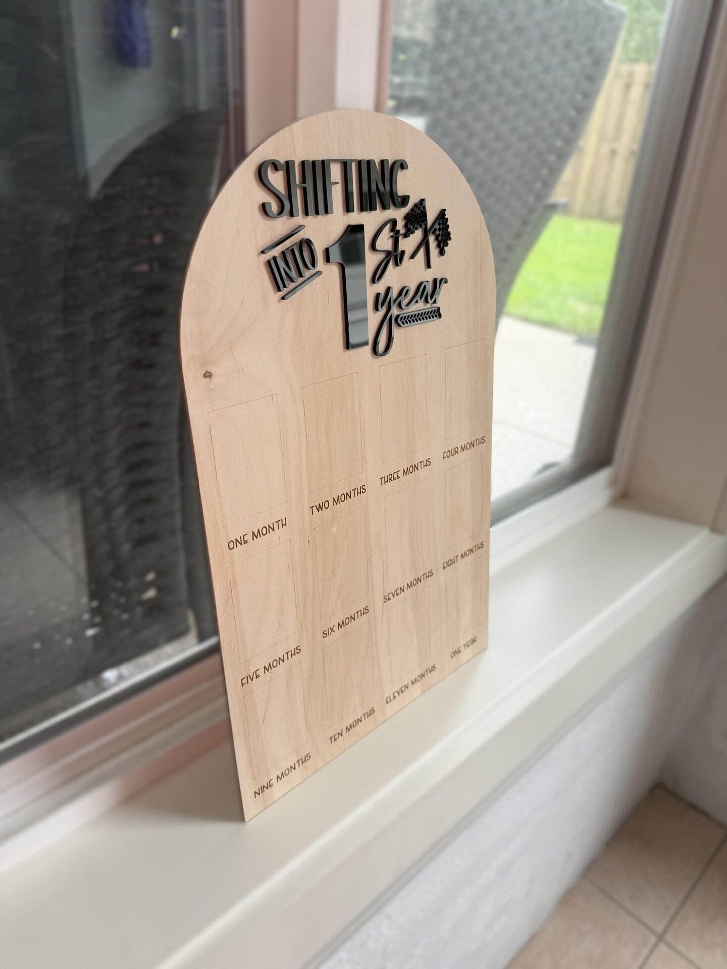 Shifting into 1st Year Birthday Party Decor - Engraved Wood and Acrylic ...