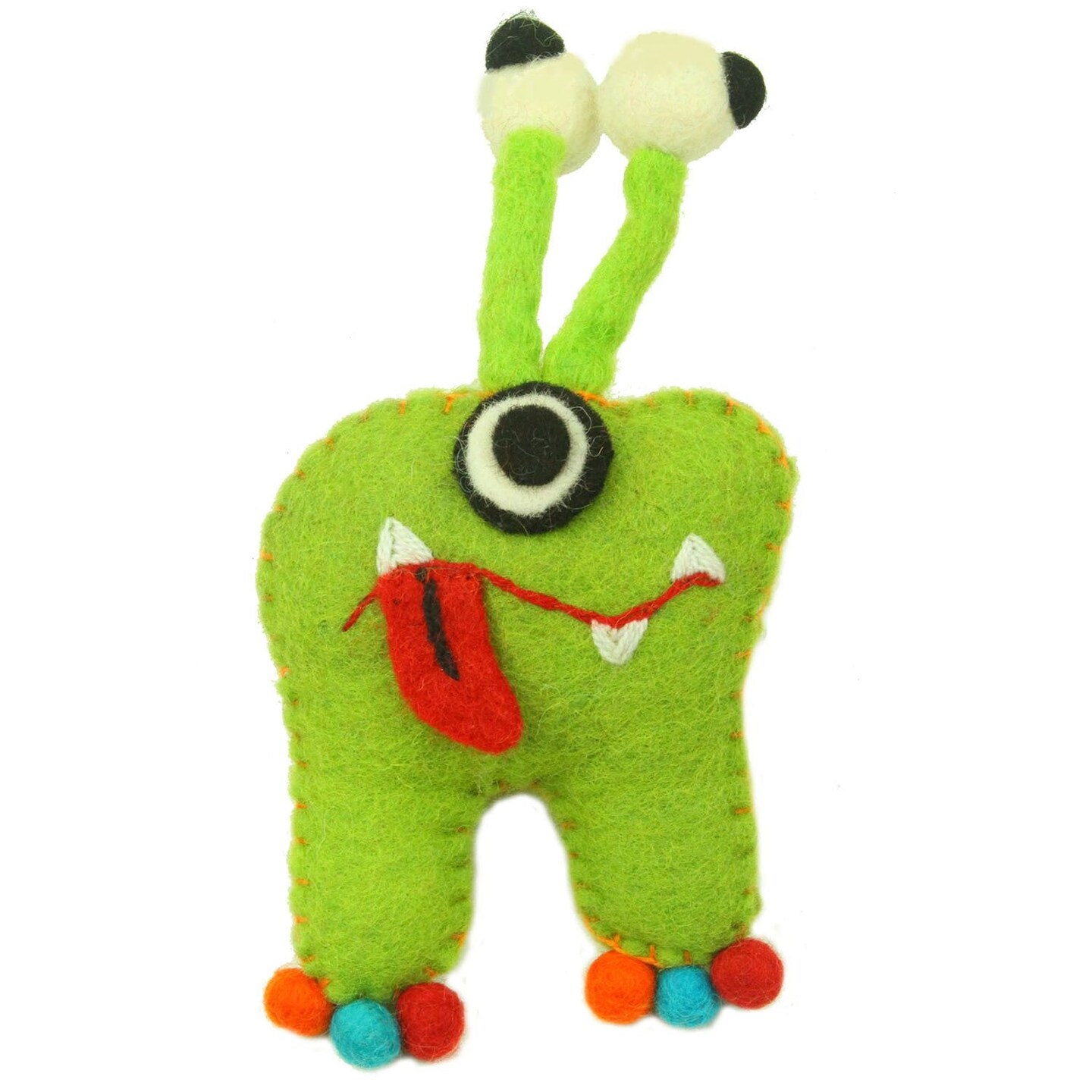 8" x 4" Green Felt Tooth Monster Toy with Tooth Pocket and Bug Eyes ...