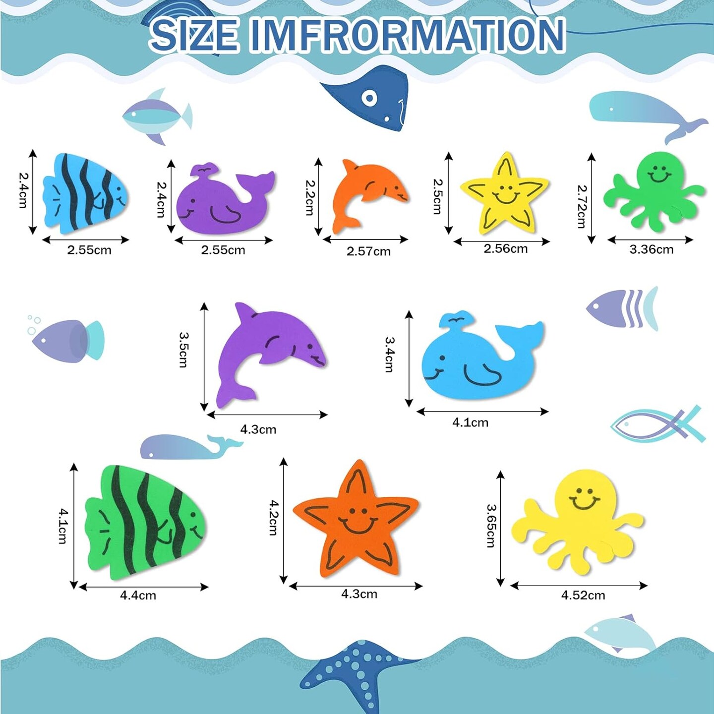 1000 Pcs Ocean Animal Foam Stickers 5 Designs Cartoon Marine Sea Animal ...