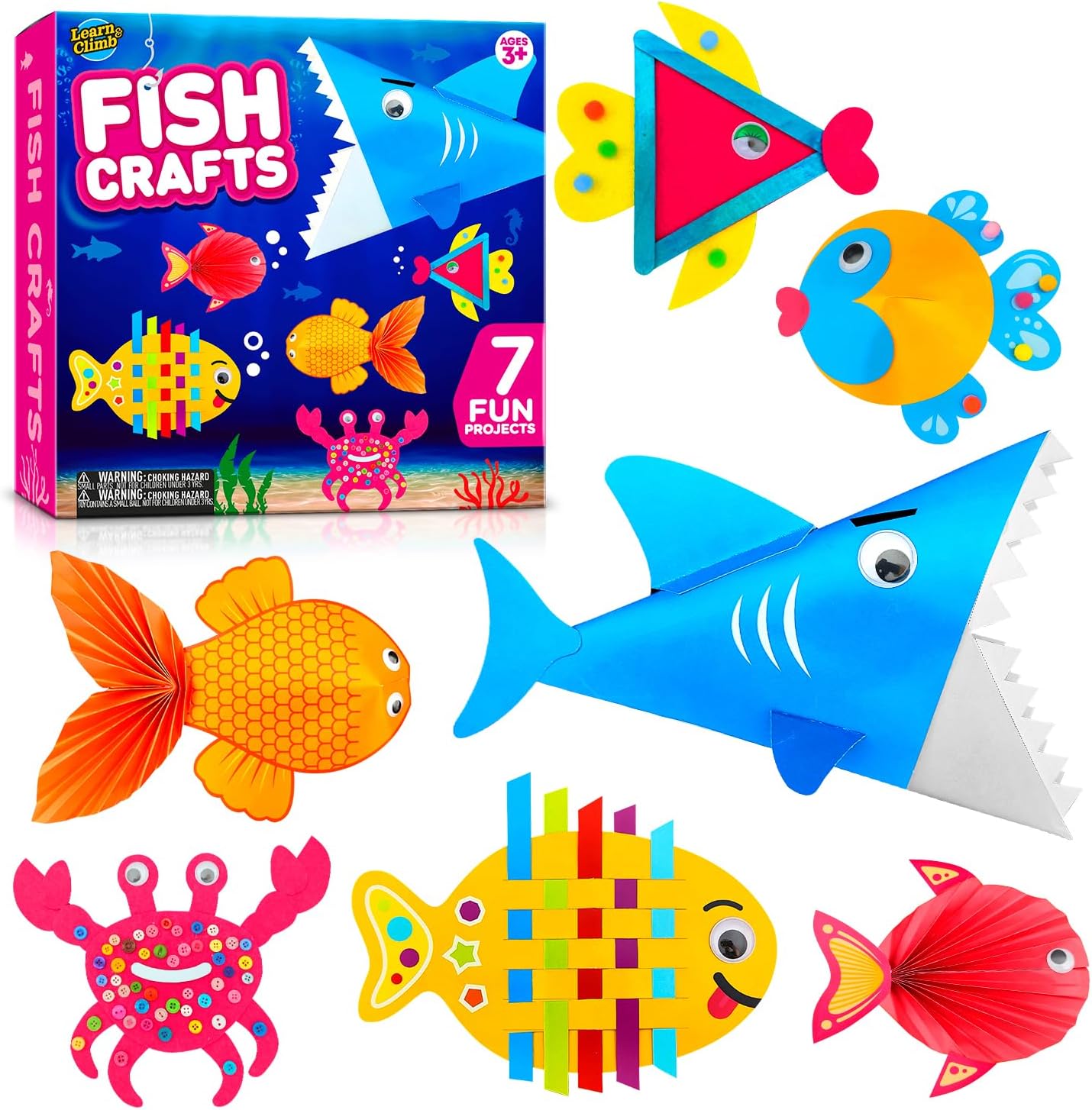 Arts and Craft Kit for Toddlers Ages 3, 4, 5 Years - Create 7 Fun Fish ...