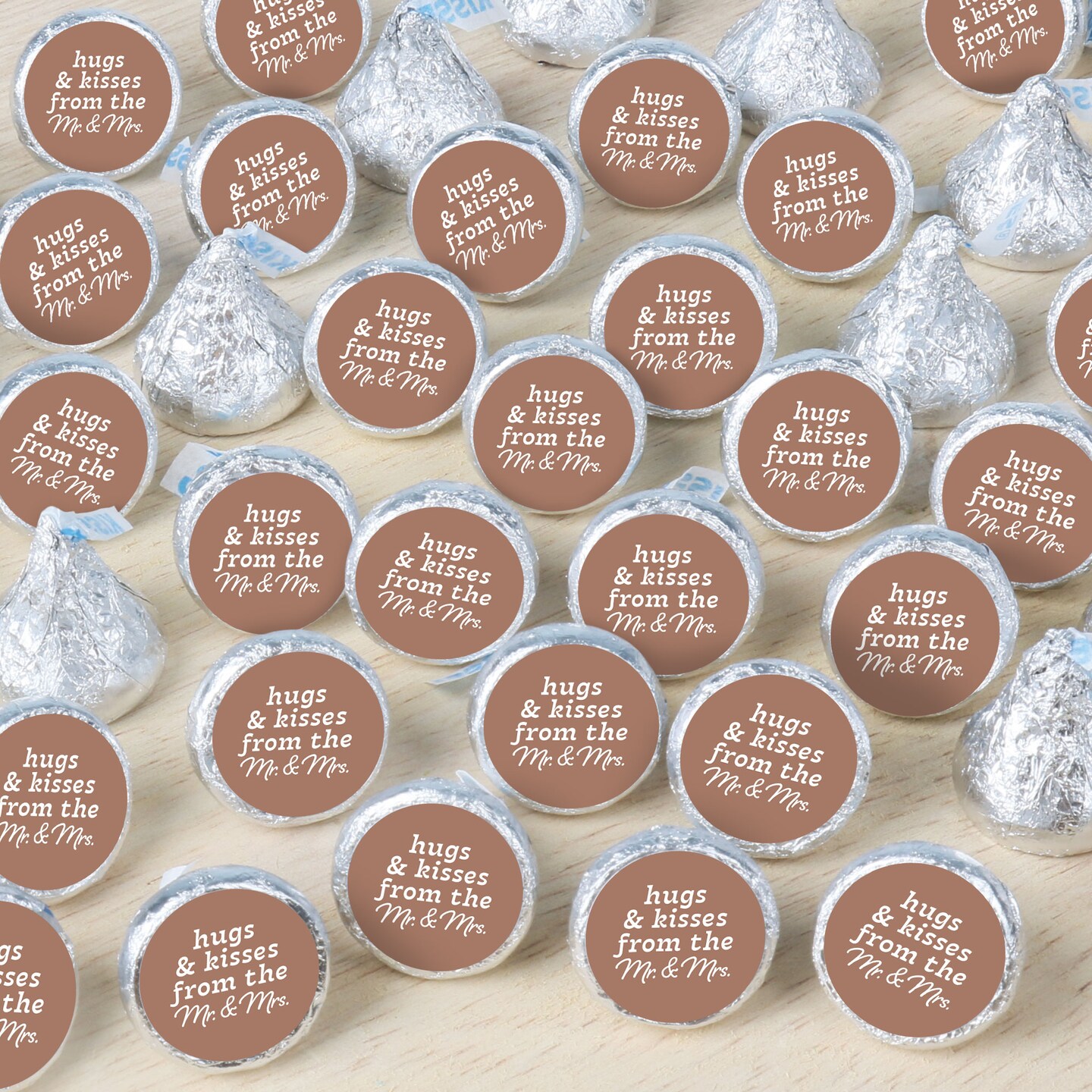 Big Dot of Happiness Mocha Brown Wedding Candy Stickers, Mr & Mrs ...
