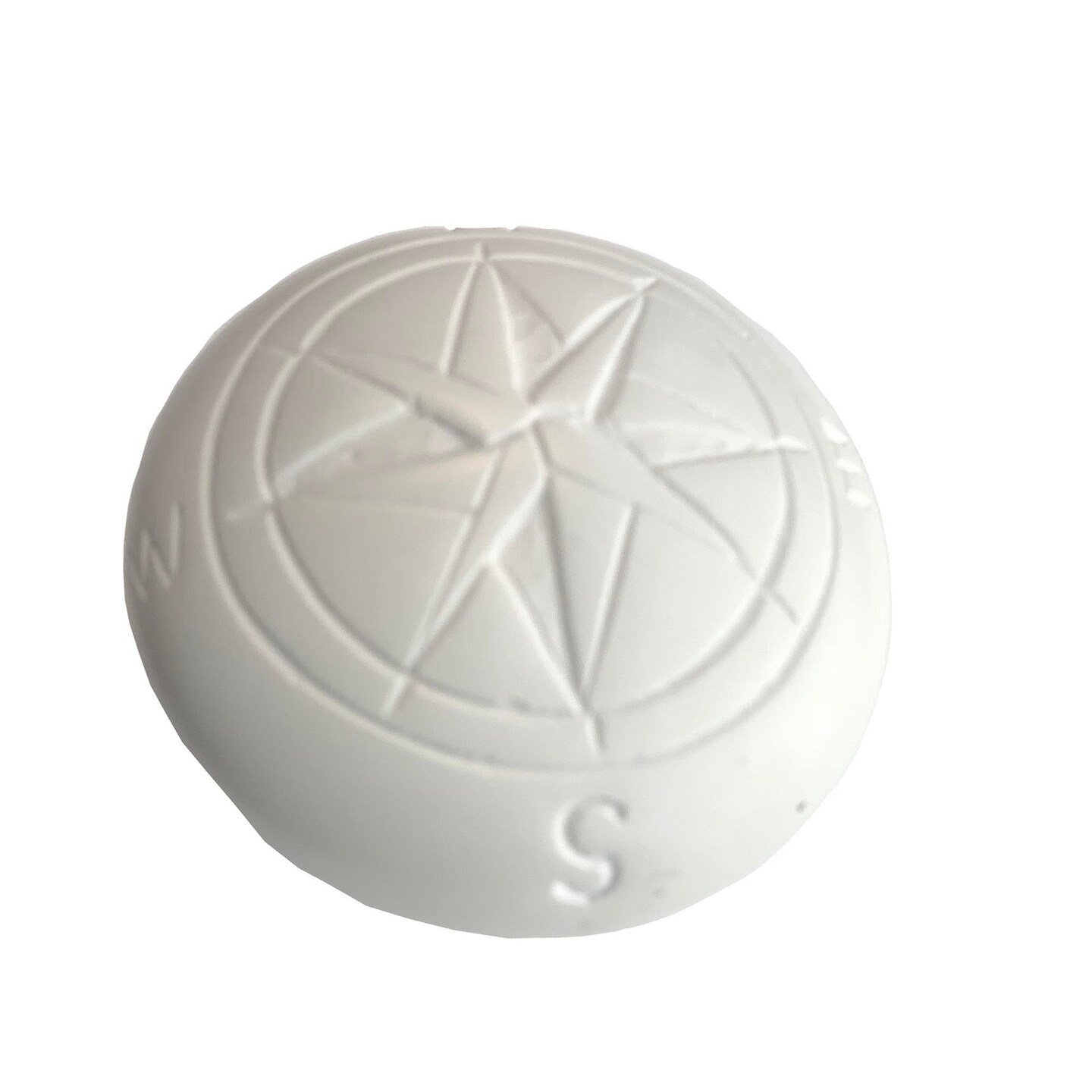 2.5” Round White Hand-Carved Compass Soapstone Sculpture Decorative ...