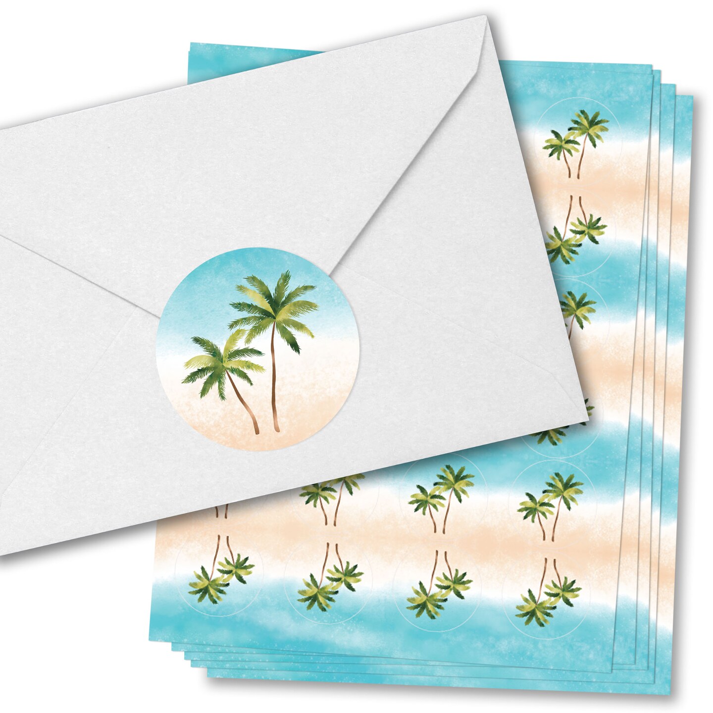 Big Dot of Happiness Beach Wedding Envelope Seal Stickers, Round Circle ...