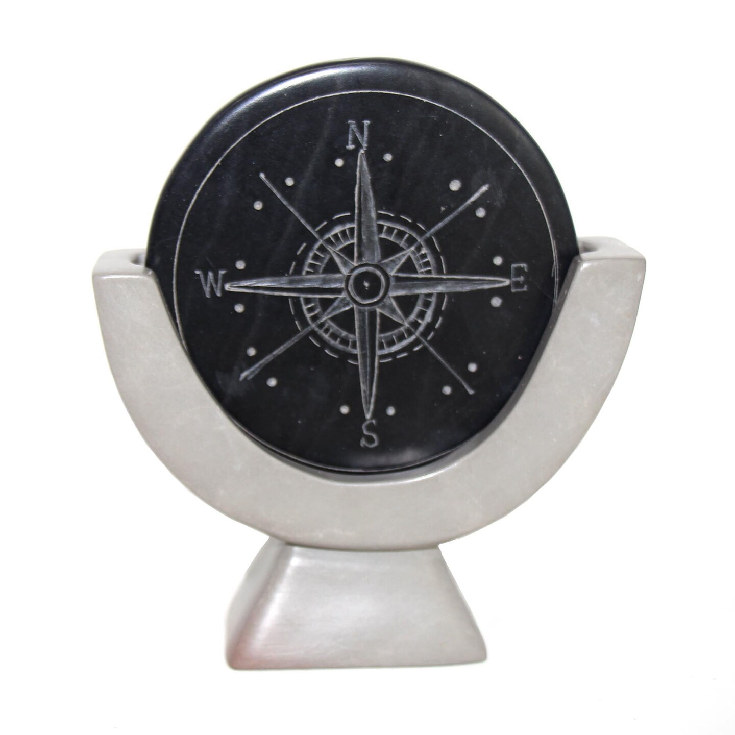 Natural Soapstone Compass Sculpture Handcrafted Desk Decor Piece Unique ...