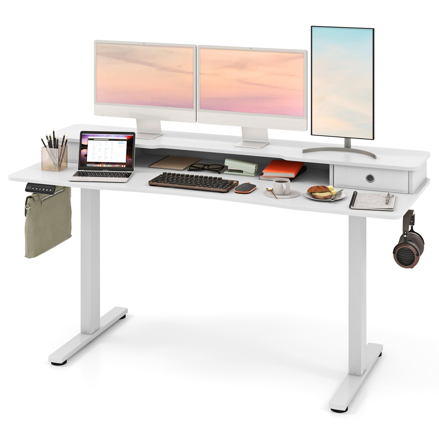 Electric Standing Desk with Adjustable Height, Drawers and Ergonomic ...