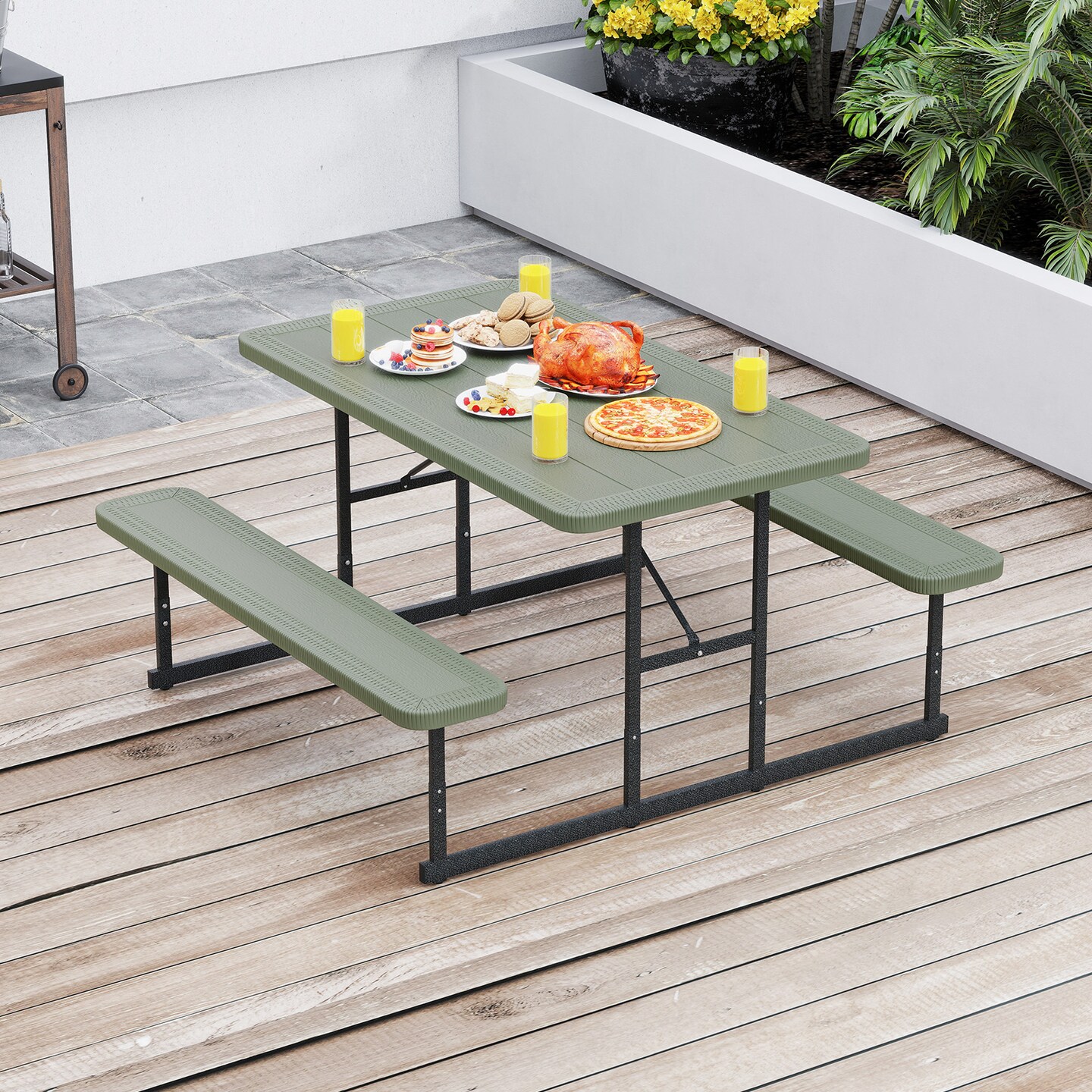 Portable Picnic Dining Set with 2 Benches for 2-4 People, Ideal for ...