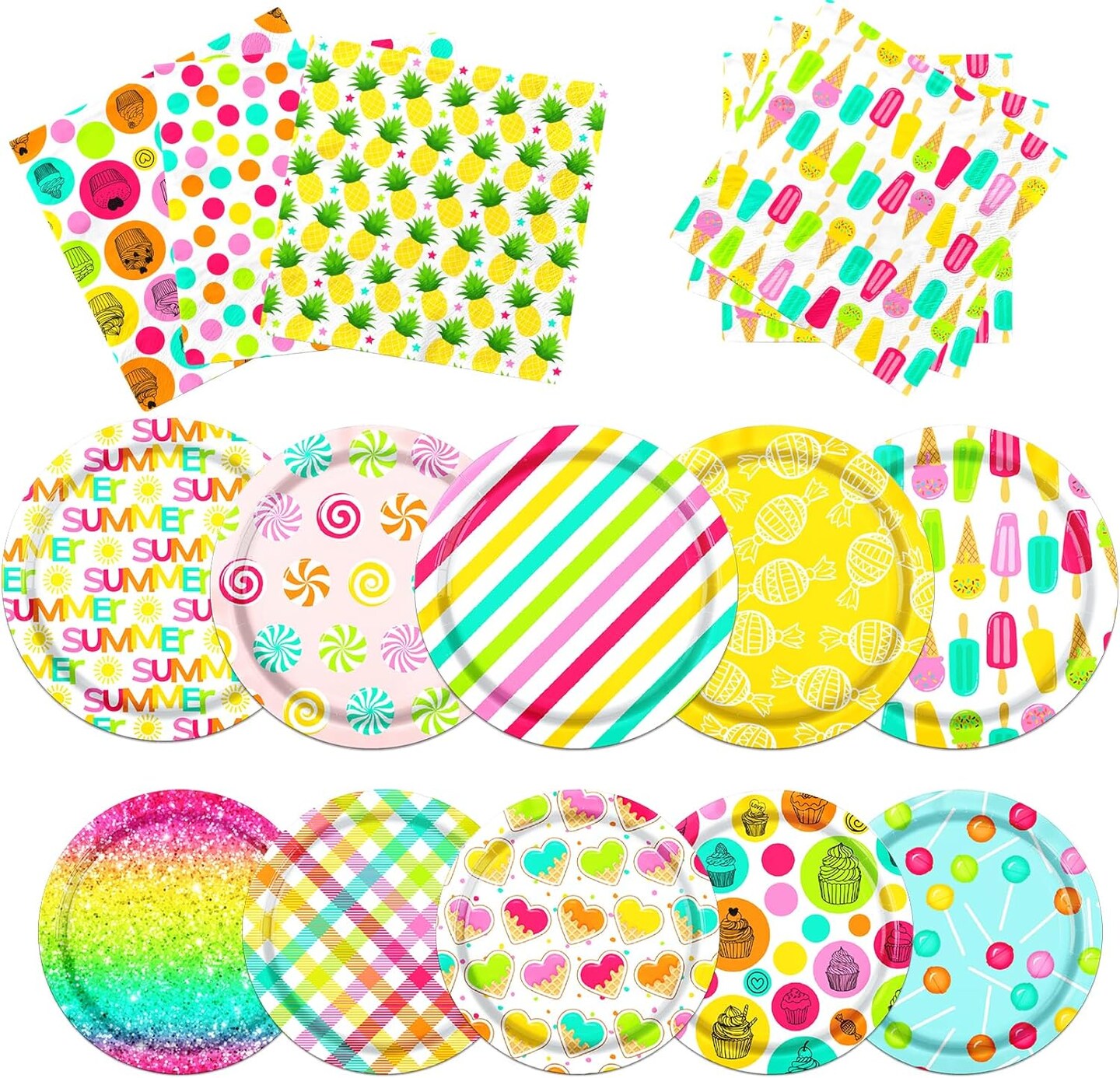 Summer Party Decorations - 60Pcs Summer Paper Plates and Napkins Summer ...