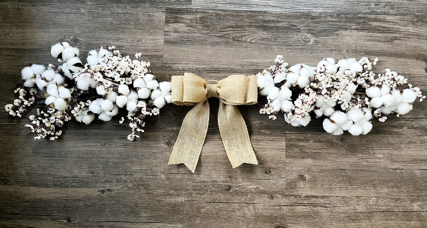 Farmhouse Swag, Cotton Blossoms, Cherry Blossoms, French Cottage Style ...