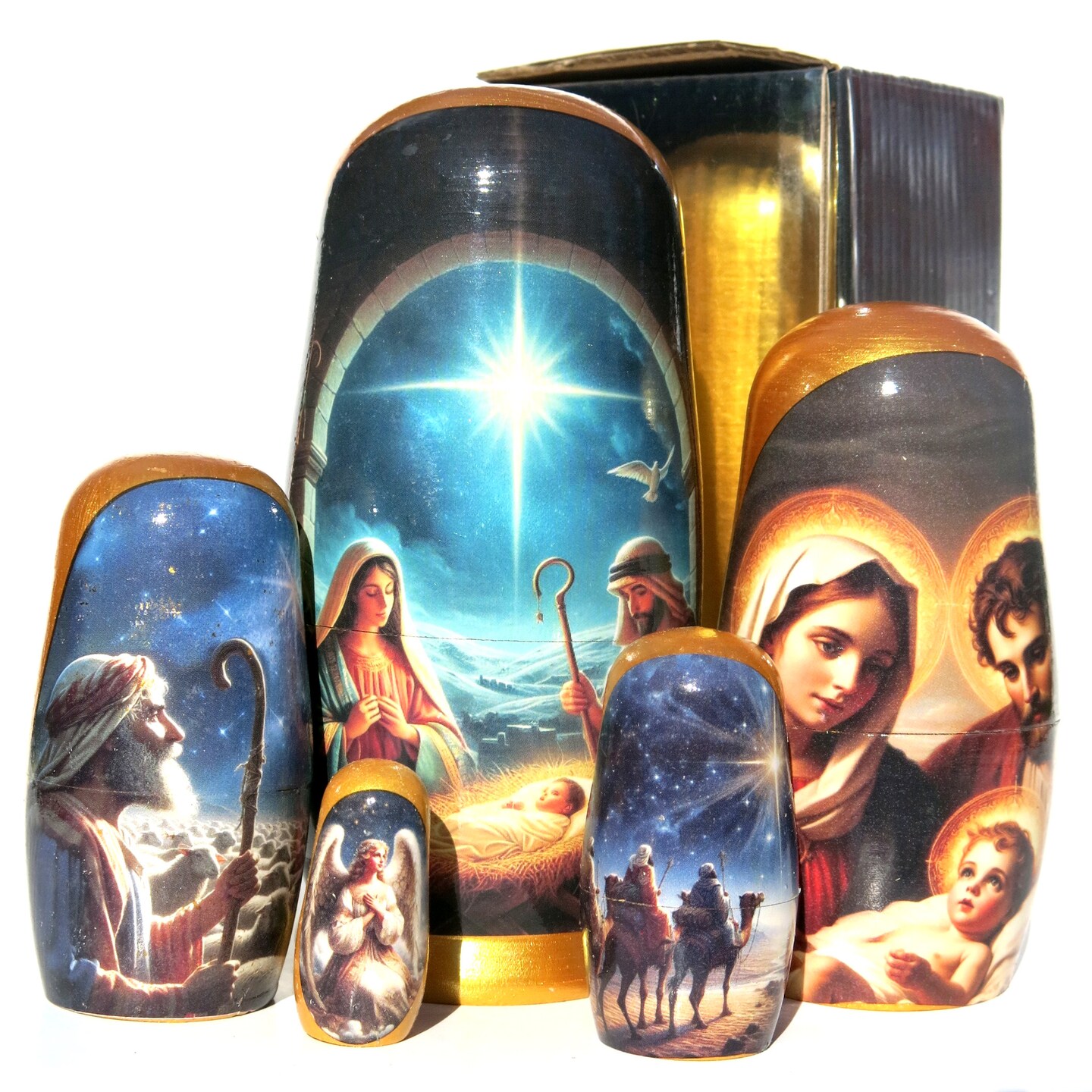Traditional Russian Style Nativity Wooden Nesting Doll Set - Realism ...