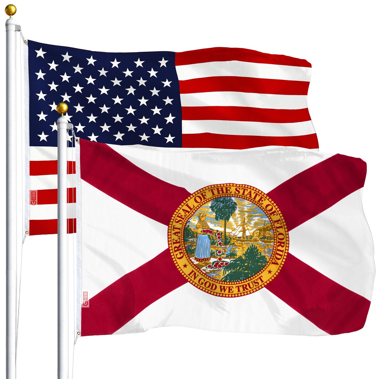G128 Combo Pack: USA American Flag 3x5 Ft 75D Printed Stars & Florida ...