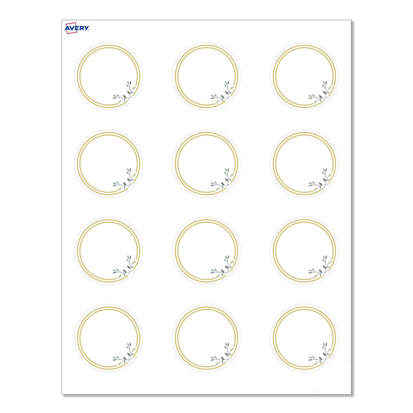 Avery® Printable Round Cards with Sure Feed® Technology, Double Gold ...