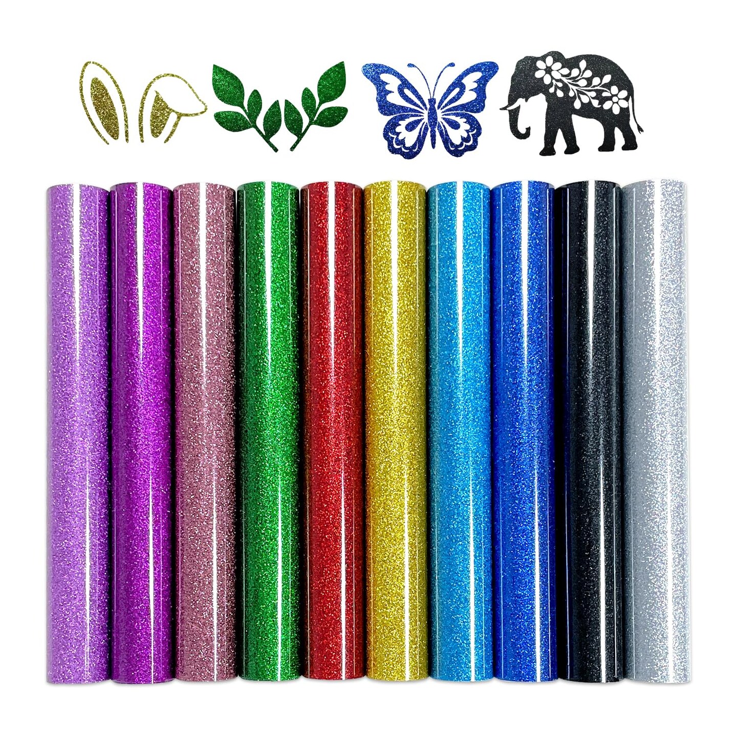 10 Sheets Glitter HTV 12'' x 10'' Heat Transfer Vinyl Bundle,Iron on ...