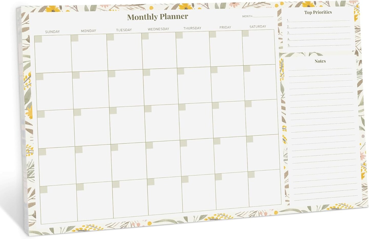 Monthly Planner Desk Pad with 52 Tearaway Sheets - 16.5 x 11.4" (Floral ...