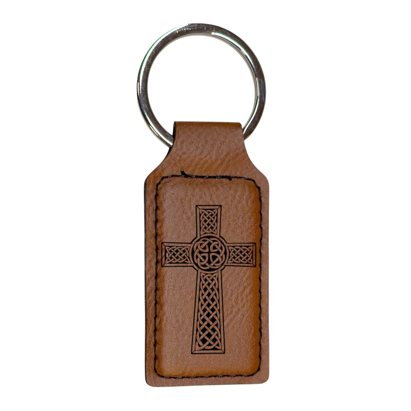 Keychain - Rectangle - Celtic Cross - Leather | Michaels
