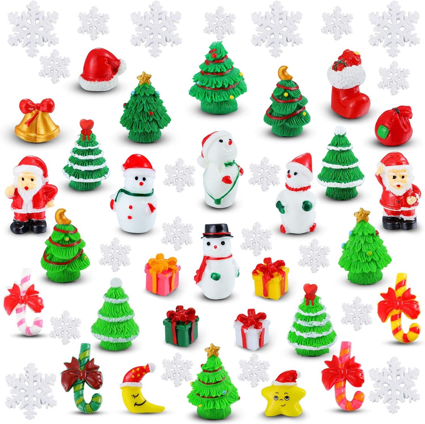 50 Pieces Christmas Miniature Figurines Tiny Mini Resin Fairy Dollhouse ...