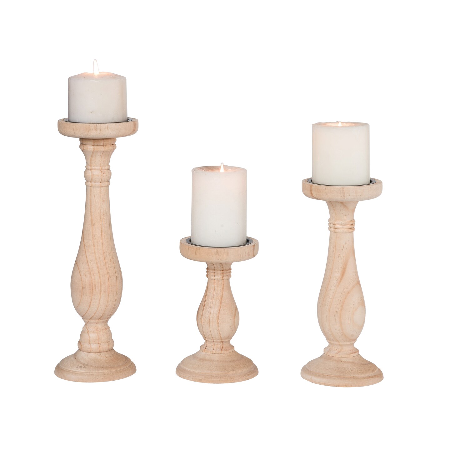 Transpac Resin Candle Holder Set of 3, 13.2" Brown Wood Holders, Indoor Tabletop Accessories ...