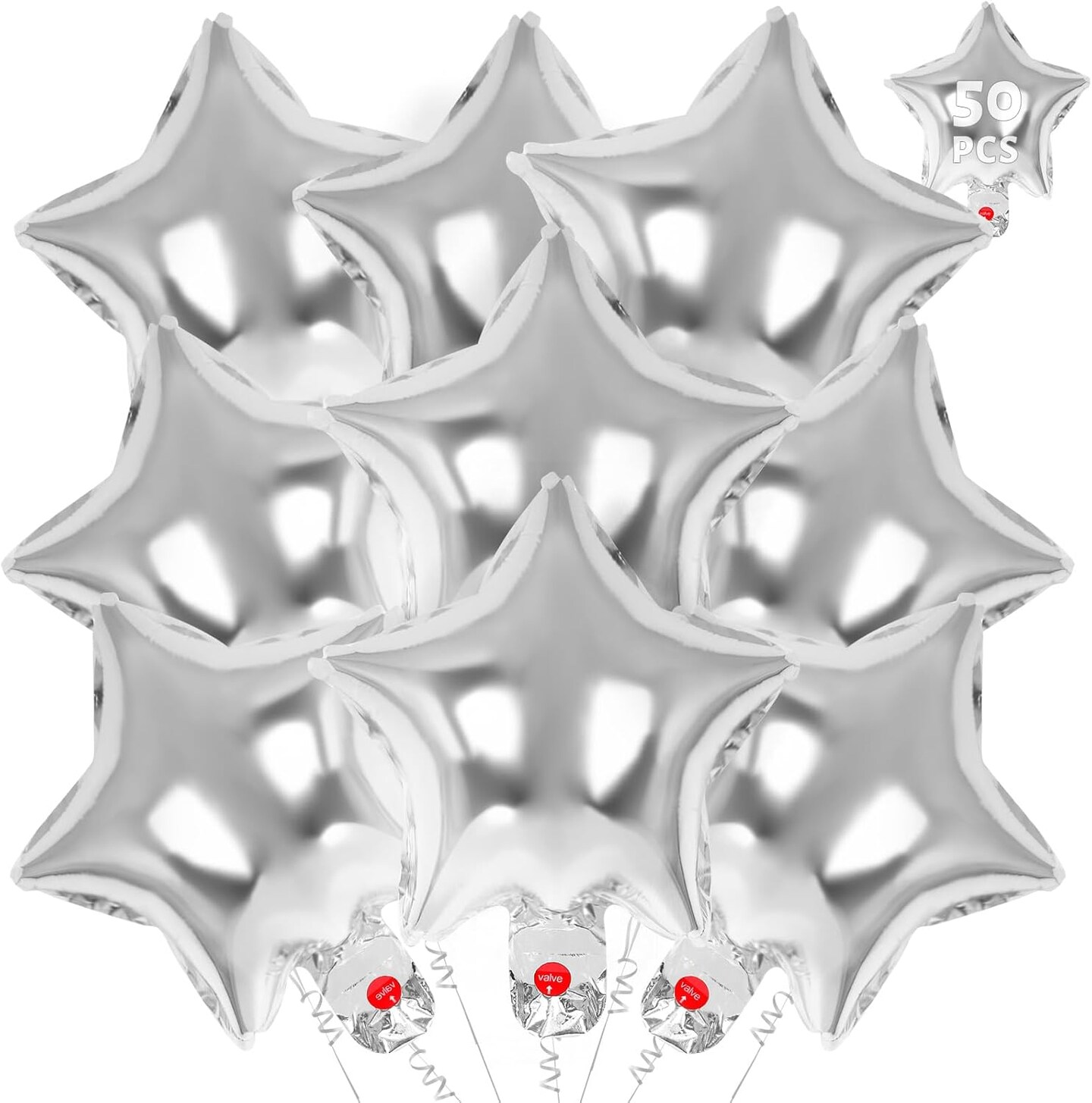 50 Pcs Star Balloons,10 Inch Star Foil Balloons,Star Shaped Balloons ...