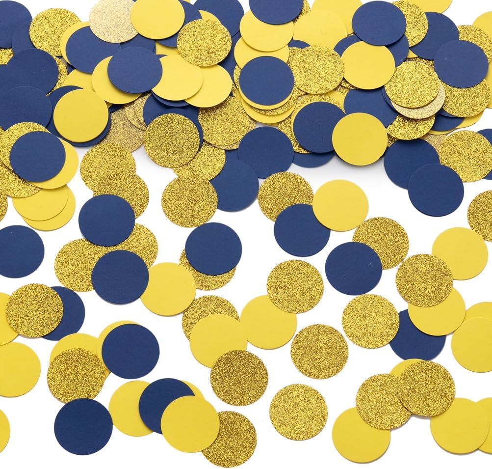 Gold Blue and Yellow Confetti Table Decoration for Graduation Birthday ...