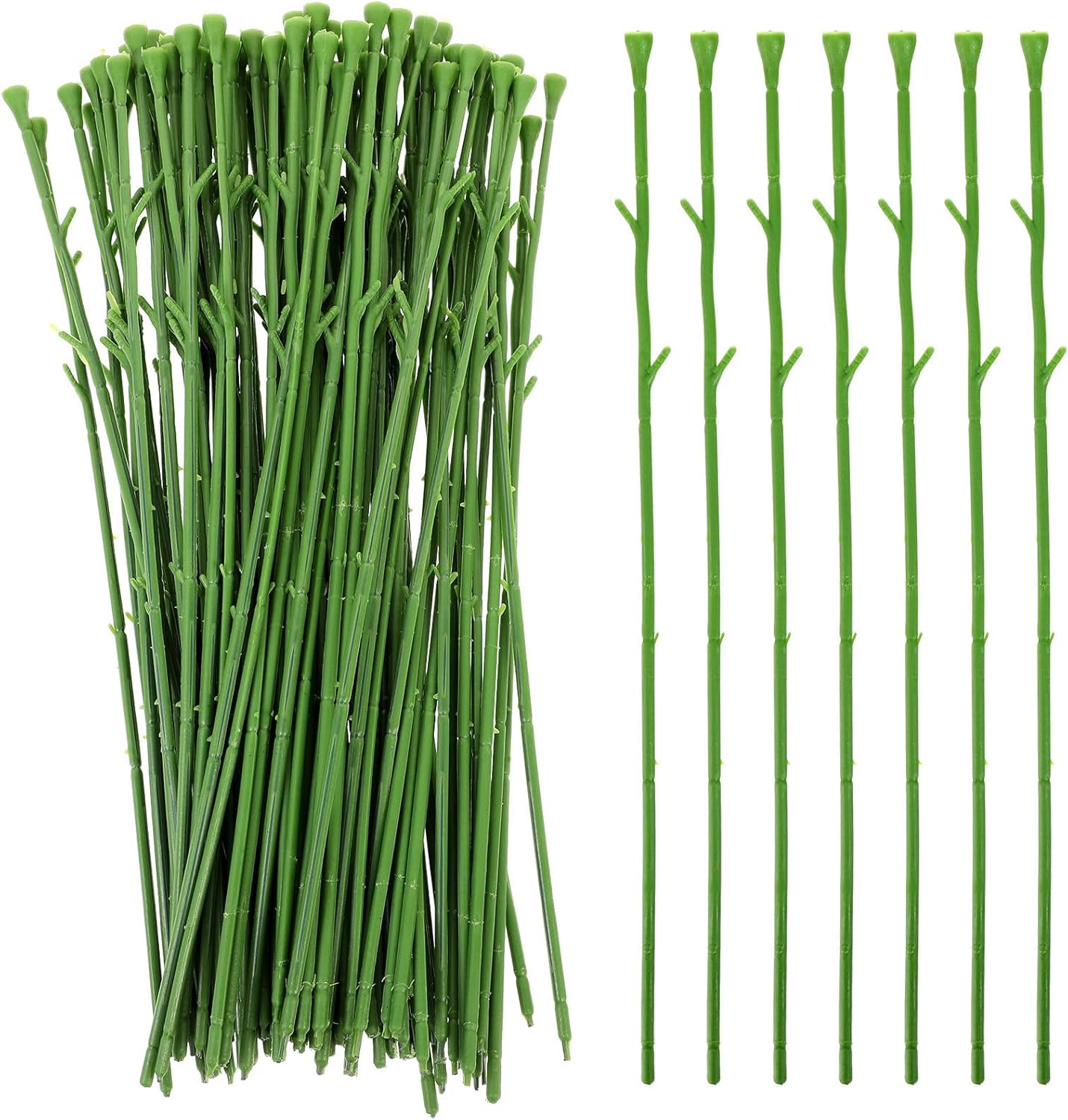 100Pcs Floral Wire Stem Plastic Artificial Floral Green Stem Wire DIY ...