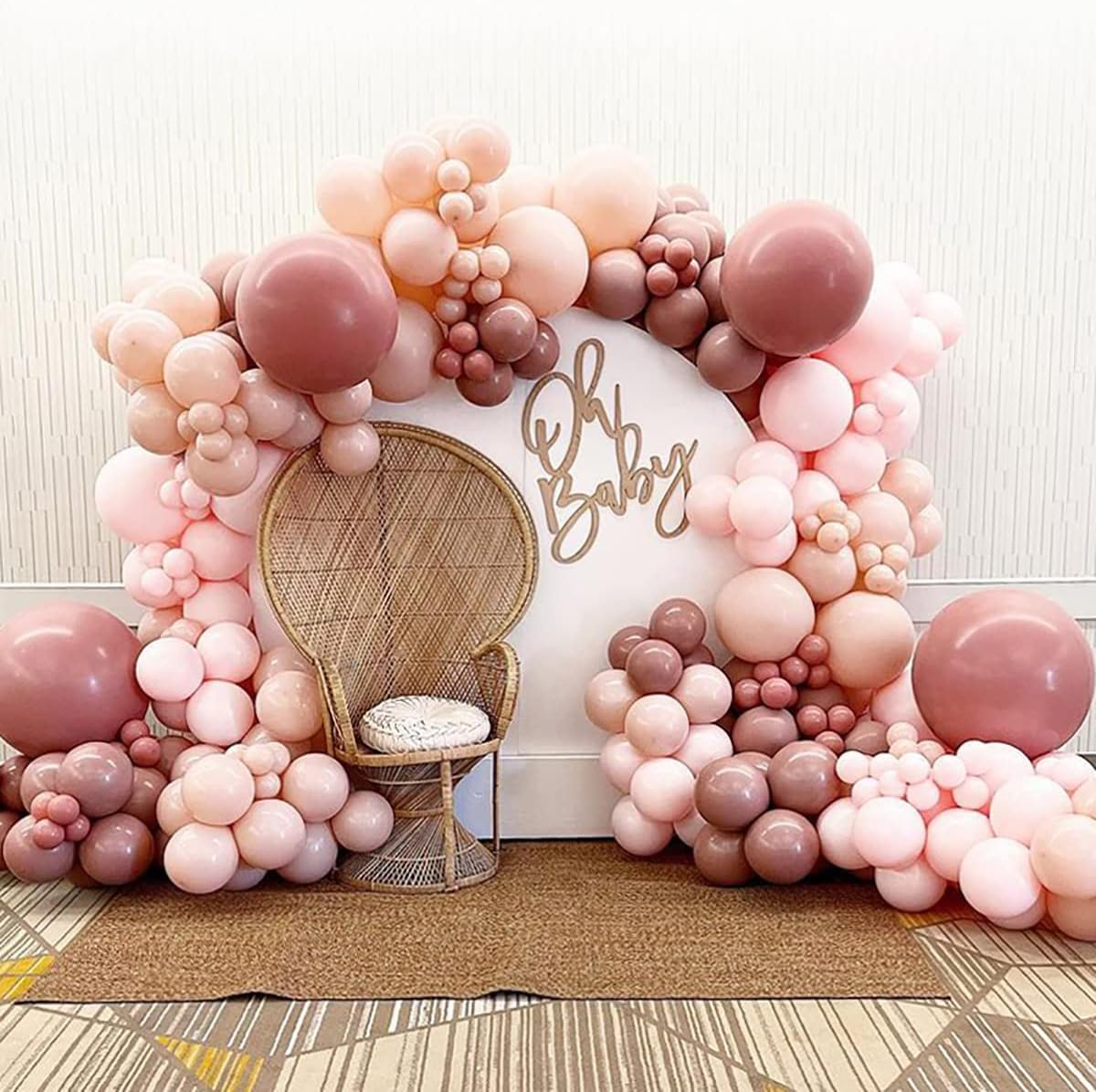 Dusty Pink Balloon Garland Double Stuffed Baby Pink Balloon Latex Rose ...