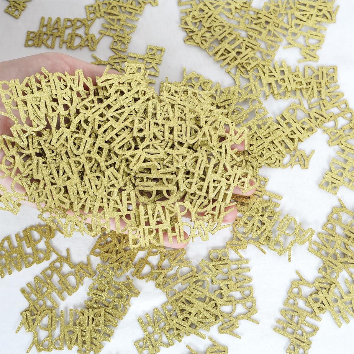 Gold Happy Birthday Confetti, Glitter Birthday Party Table Decorations ...