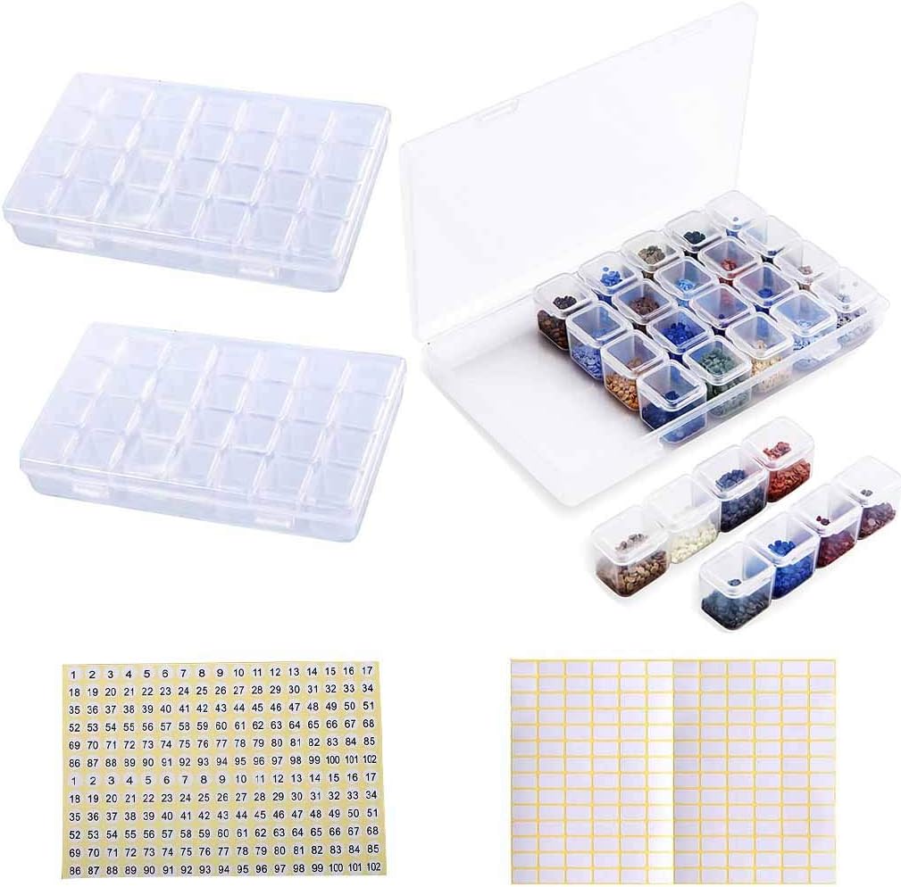 Diamond Painting Storage Containers, 2pcs 28 Grids Clear Diamond ...