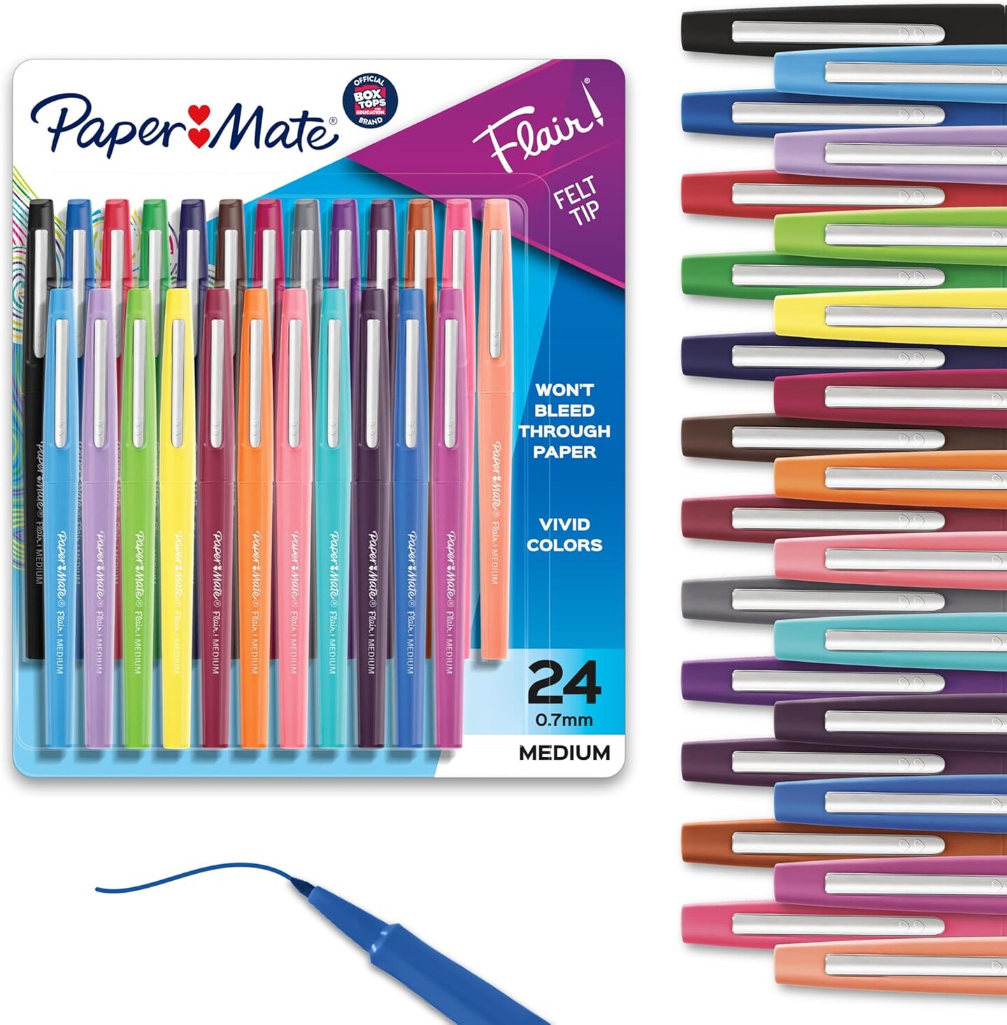 Felt Tip Pens, Flair Marker Pens, Medium Point, Assorted, 24 Count ...
