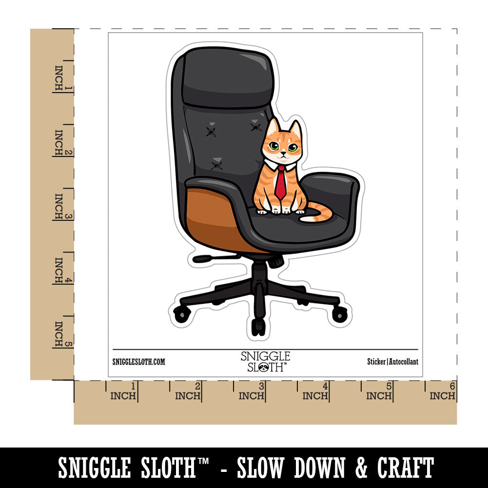 Water Bottle Sticker Set Business Cat In Executive Office Chair Cute ...