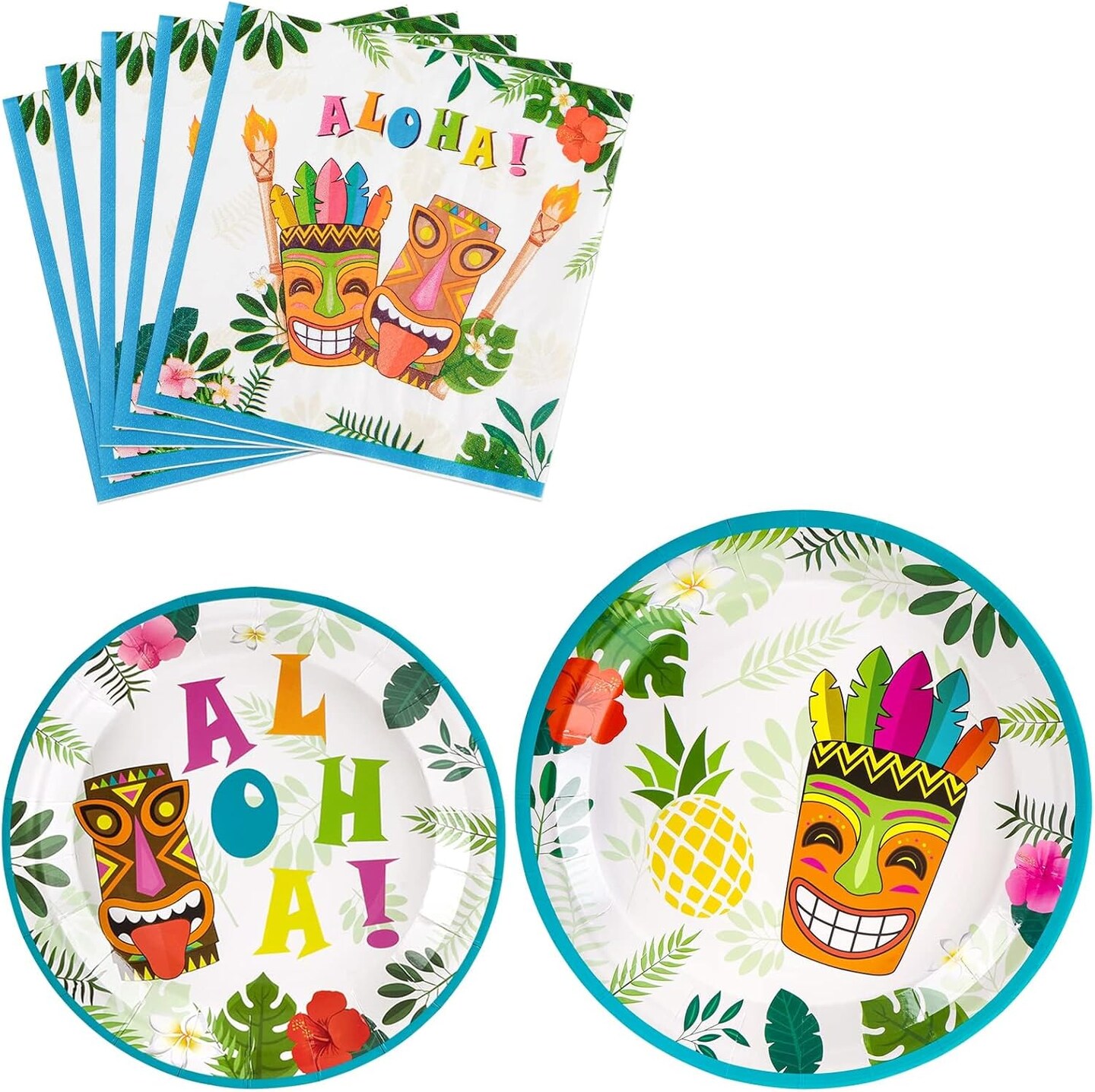 48 PCS Aloha Dinner Dessert Plates and Napkins | Michaels