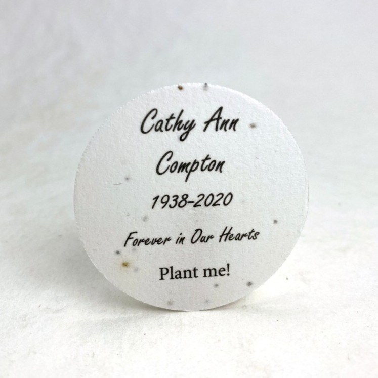 Custom Wildflower Seed Paper Circle Tag - Memorial Message - 2 ...