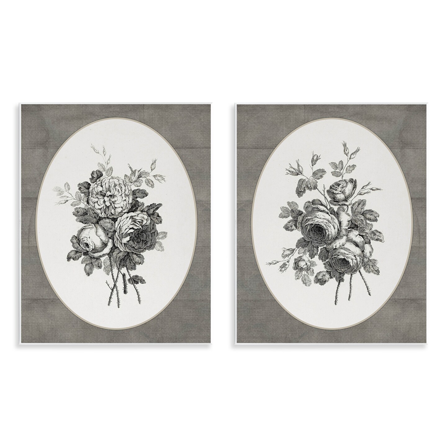 Stupell Industries Vintage Mixed Flower Bundles 2pc Wall Plaque Set By ...