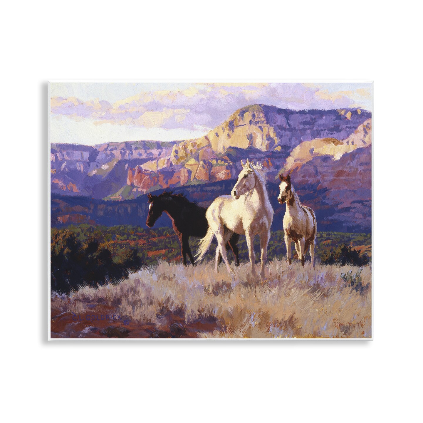 Stupell Industries Horses Peering Over Mountainside Wall Plaque By ...