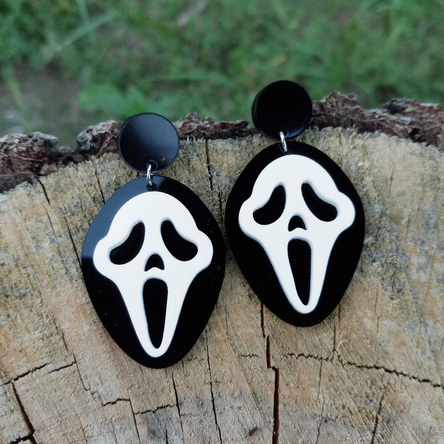 Big Halloween Ghost Face Scream Movie Inspired Stud Dangle Earrings ...