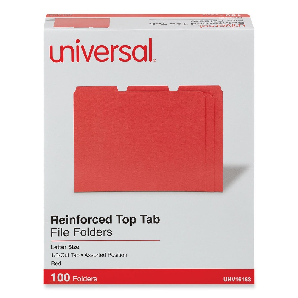 Universal Reinforced 1/3-Cut Assorted Top-Tab File Folders - Letter ...